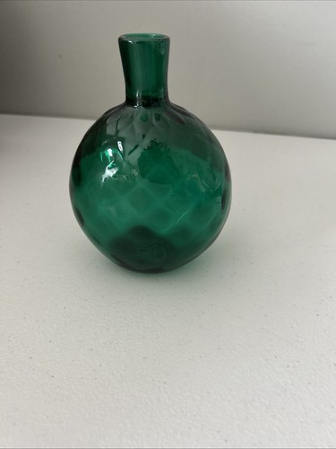 Vintage MMA Green Diamond Glass Flask/Vase | eBay