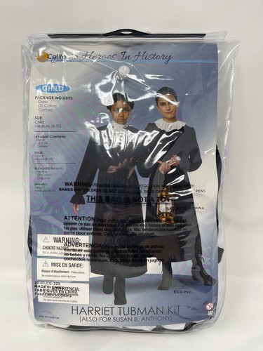 HARRIET TUBMAN/SUSAN B. ANTHONY COSTUME CHILD M 8-10 DRESS 2-COLLARS ...