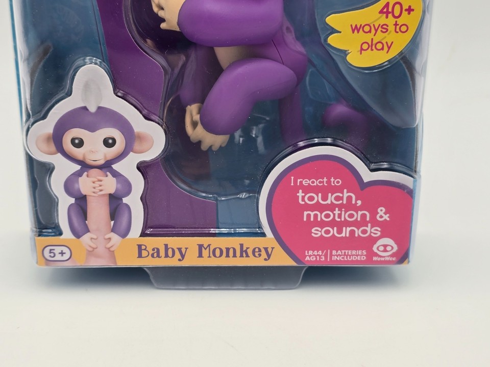 Fingerlings Baby Monkey Mia Purple White Hair Interactive Toy WowWee ...