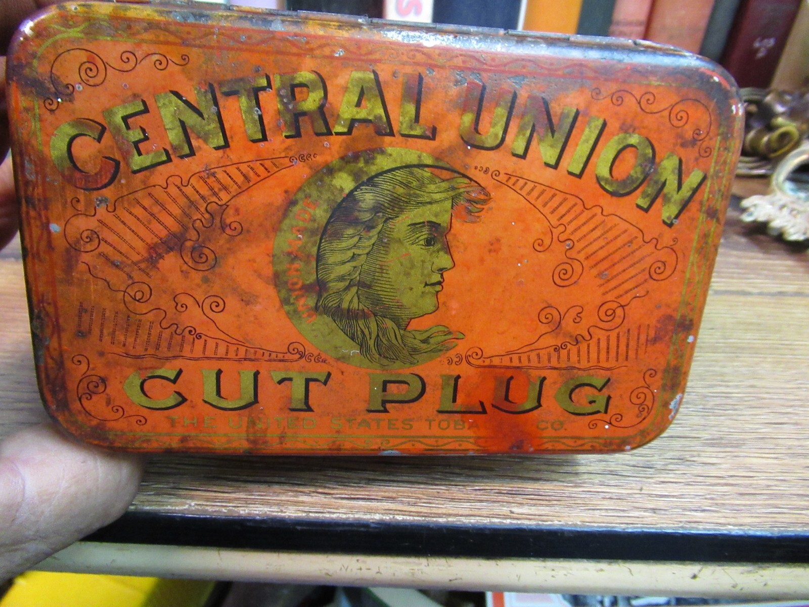 CENTRAL UNION TOBACCO TIN CUT PLUG VINTAGE CAN EARLY 1900'S UNITED ...