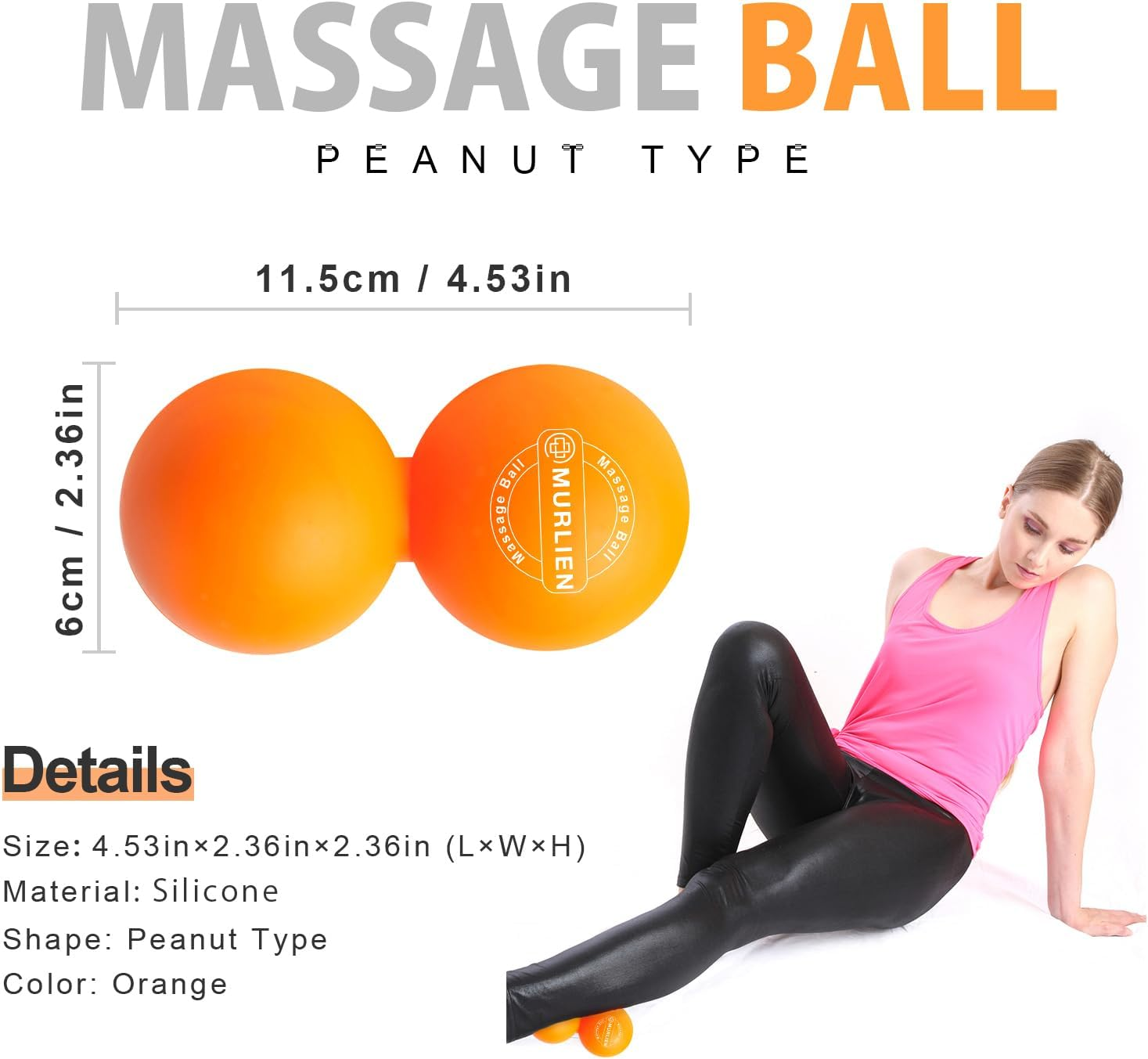 Peanut Massage Ball, Double Lacrosse Ball for Myofascial Release ...