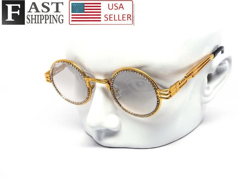 Diamond Buffs Gold Metal Round Migos Rap Hip-Hop Eye Glasses Clear Sunglasses | eBay
