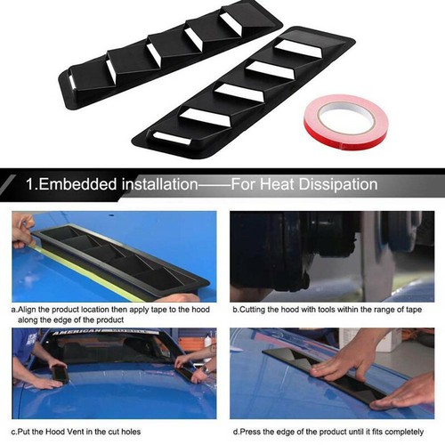 1Pair 16.7"x4.5" Car Air Intake Scoop Bonnet Hood Vent Louver Cooling ...