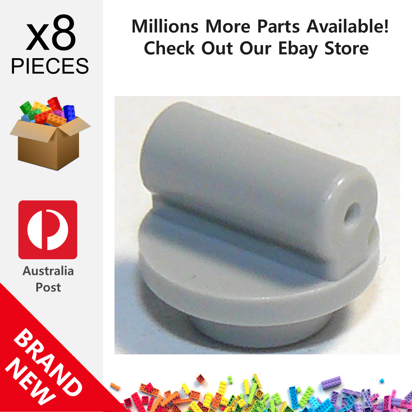 8x Genuine LEGO™ - Round 1 x 1 with Bar Handle Plates - 25893 New Plate ...