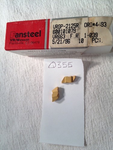 10 NEW VR WESSON NG 2125R TOP NOTCH CARBIDE INSERTS. GRADE VR663. {Q355 ...