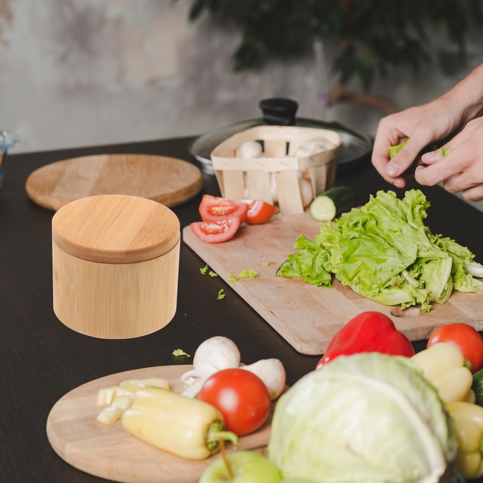 Bamboo Spice Container Rounded Spice Box With Lid Spice Container for ...