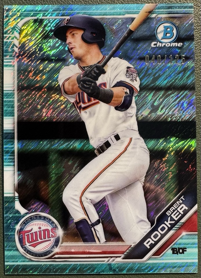 Brent Rooker 2019 Bowman Chrome Aqua Shimmer Refractor Rookie #/125 # ...