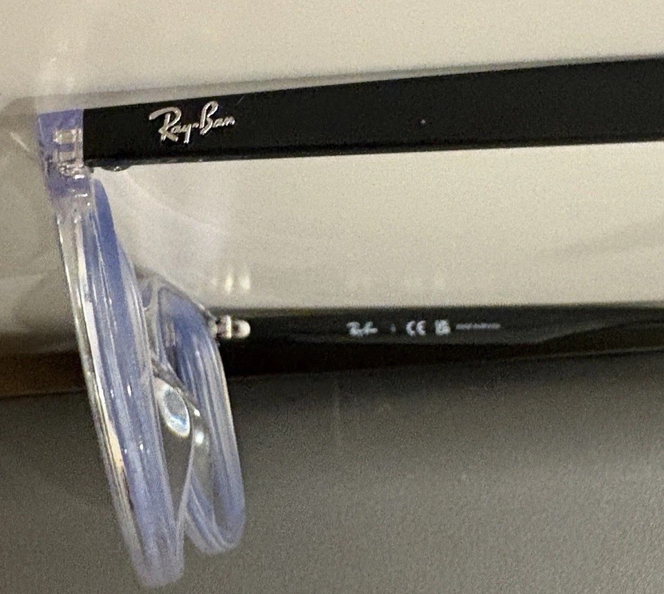 RAY BAN TRANSPARENT BLACK EYEGLASSES FRAME RX 52-16 RB 4378V 5943 Clear ...