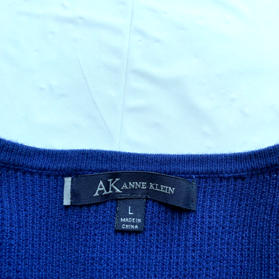 Anne Klein AK Cardigan Sweater Womens Large Chunky Knit Pockets Cotton ...