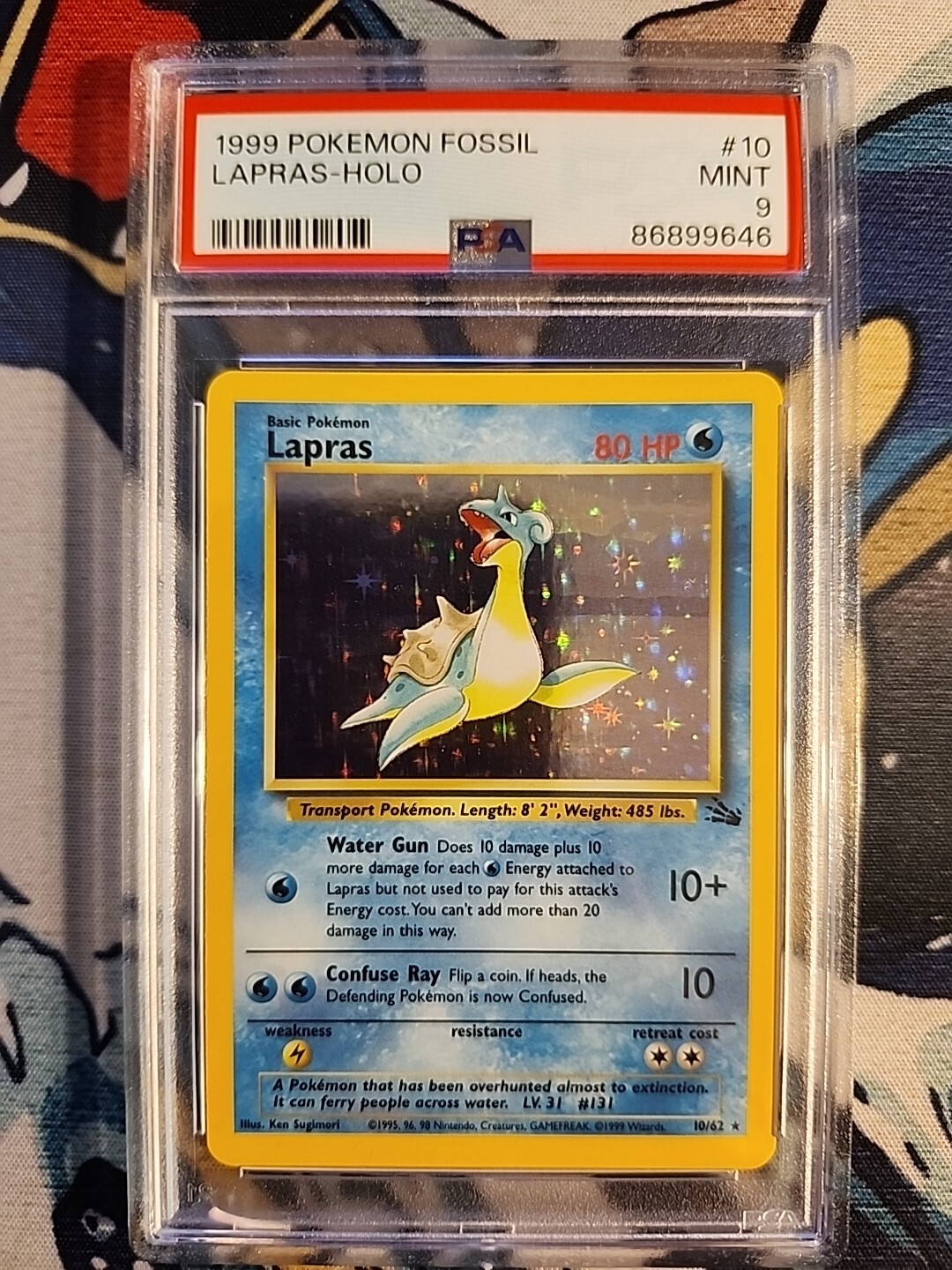 Pokémon TCG Lapras Fossil 10 Holo Unlimited Holo Rare 1999 PSA 9 Mint ...