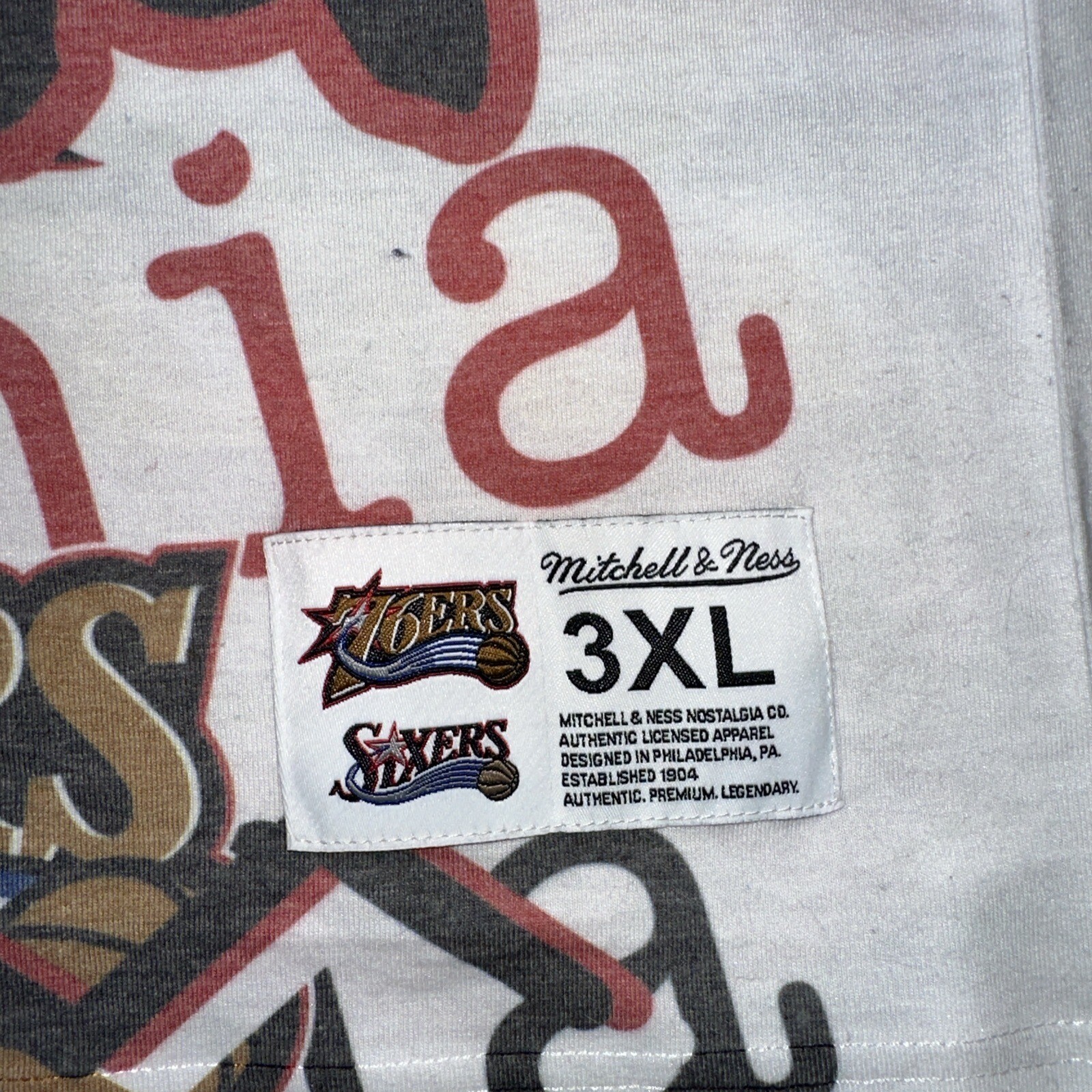 Mitchell & Ness NBA Philadelphia 76ers AOP NBA Jumbotron T Shirt Sz ...