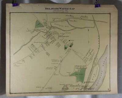 Original Antique Map c.1875 Delaware Water Gap, Smithfield Twp, PA M13 ...