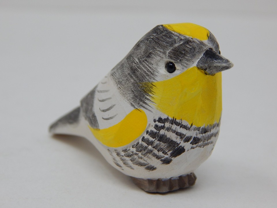 Yellow Rumped Warbler Myrtle Bird Figurine Sculpture Mini Wood Art ...