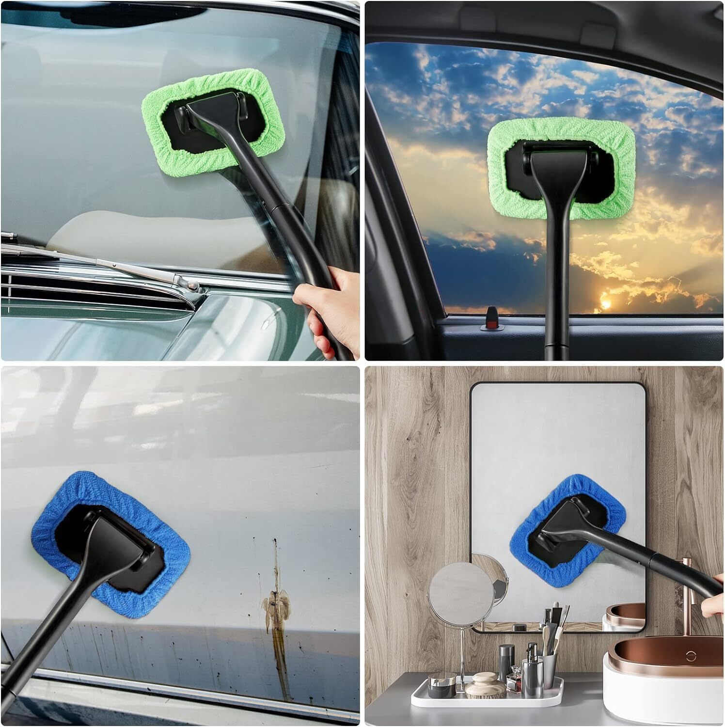 2Pcs Windshield Cleaner Tool Inside Car Window Cleaning Tool & Reusable ...