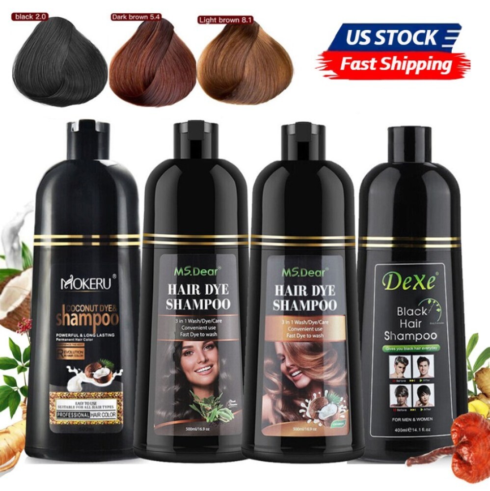 Permanent Hair Dye 500ML Instant Fast Hair Dye Color Shampoo Herbal ...