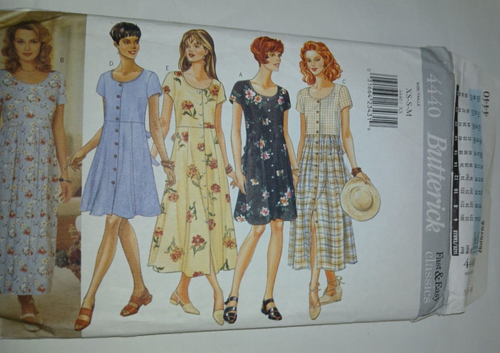 Butterick 4440 Dress TORN Sewing Pattern Size XS-M c1996 | eBay