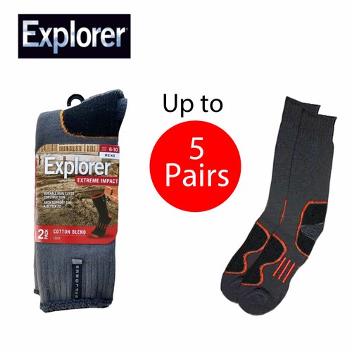 Explorer Extreme Impact Mens Thick Work Cotton Mid Calf Crew Charcoal ...