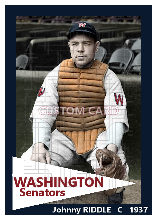Johnny Riddle - 1937 Washington Senators - 2.5 x 3.5 custom card (blank ...