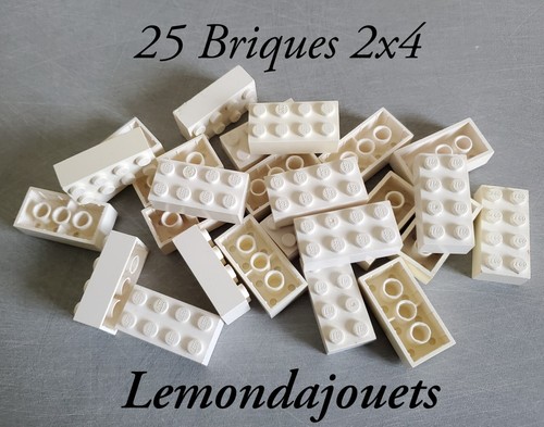 Lot 25 x Pièces Lego 3001 Brick 2x4 Briques Blanc White Brique 2 x 4 ...