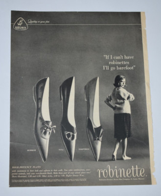 1961 BROWN SHOE COMPANY Robinettes Women's Shoes PRINT AD | eBay Australia