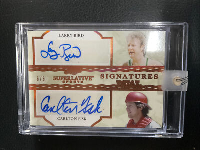 2020 Leaf Superlative Dual Signature Larry Bird Carlton Fisk /6 Boston ...
