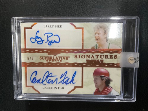 2020 Leaf Superlative Dual Signature Larry Bird Carlton Fisk /6 Boston ...