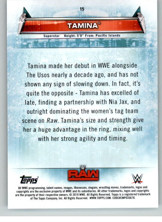 Los Usos Y La Tamina Tamina Snuka WWE Wrestling Trading Card Topps Raw