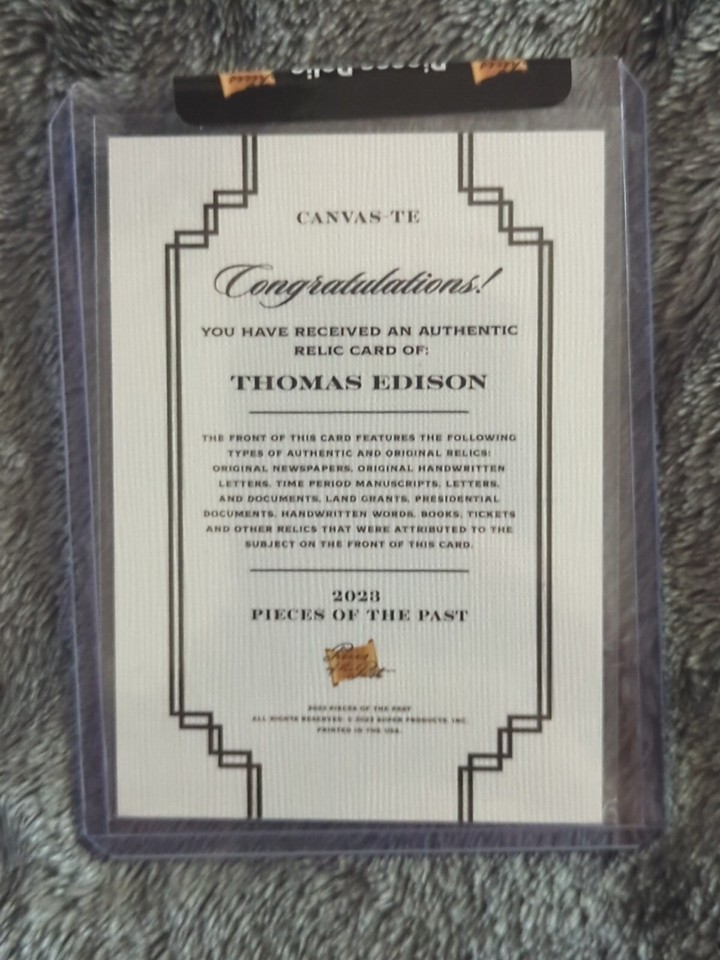 Thomas Edison Pieces Of The Past Hand Written Note? Relic | eBay