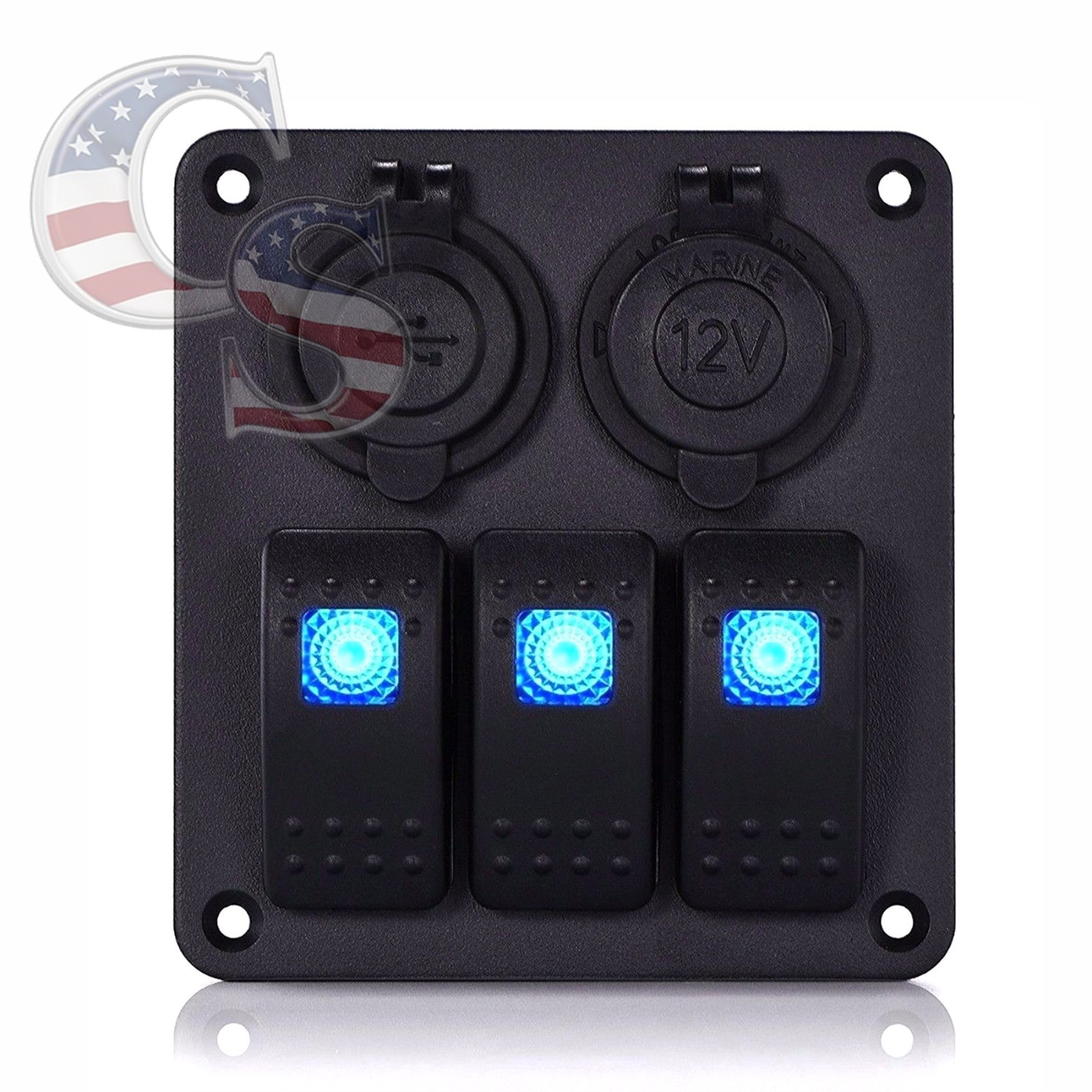 3 Gang Waterproof USB Toggle Automotive Switch Panel LED Car Marine ...