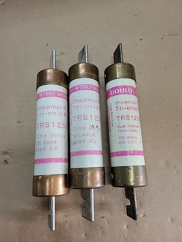 LOT OF 3 Gould Shawmut TRS125R Dual Element Tri-onic Time Delay 125 ...