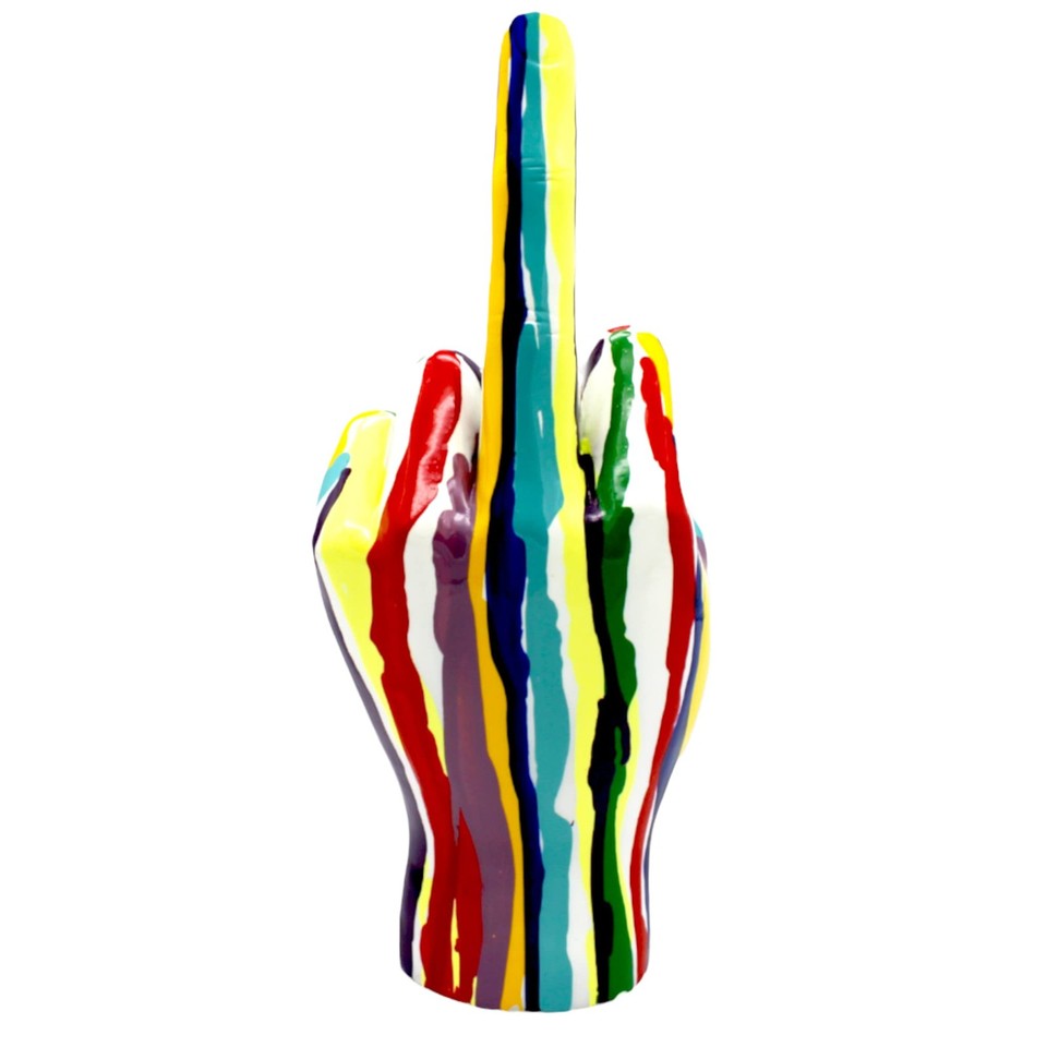 Middle Finger Tabletop Jumbo-11in Tall Home Decor, Graffiti/Multi-Color ...
