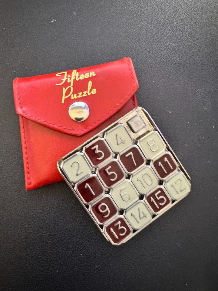 Vintage ThinkFun Fifteen Puzzle With Red Case — Sliding Number Game 2. ...