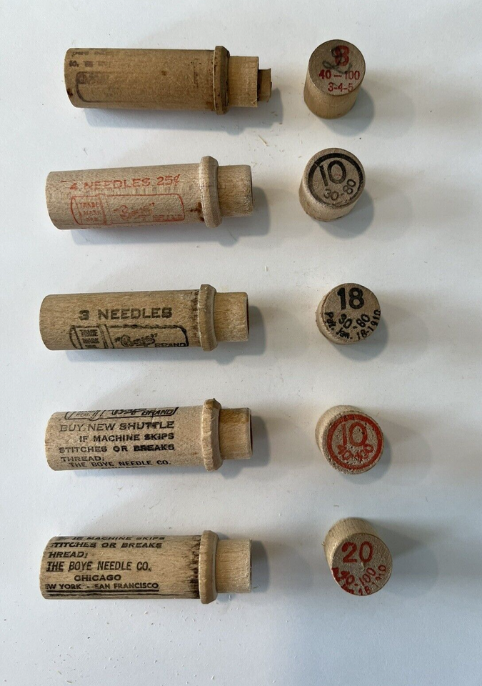 5 Tubes Vintage Boye Needle Co. Wooden Needle Case With Needles | eBay