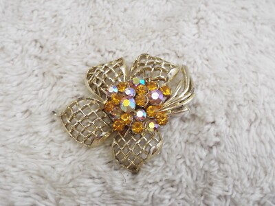 Goldtone Gold Rhinestone Pin (D49) | eBay