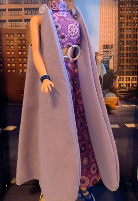 Barbie Rocky Mountain Mod Long Sleeveless Cape Linen-look Fabric "Plumb ...