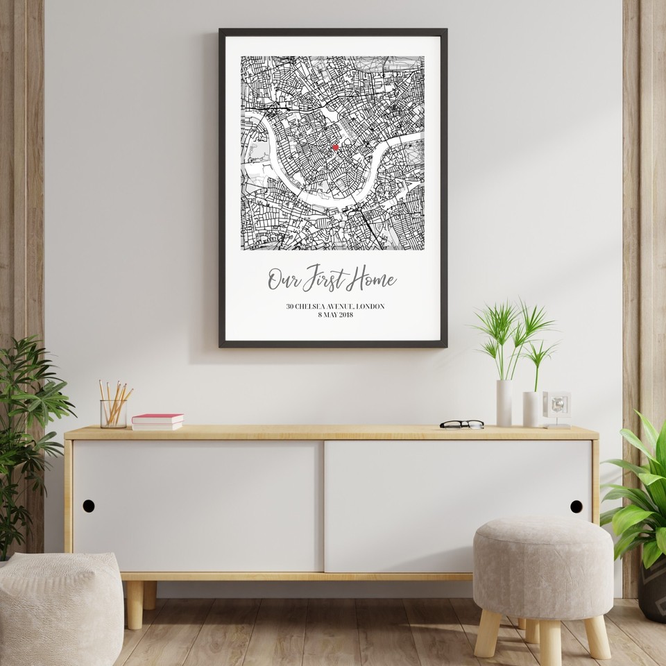 Personalised Custom Home Map, New First Time Home Buyer, Housewarming ...