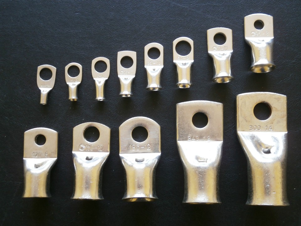 Copper Tube Crimp Terminals All Ring Sizes Battery Welding Cable Lugs ...
