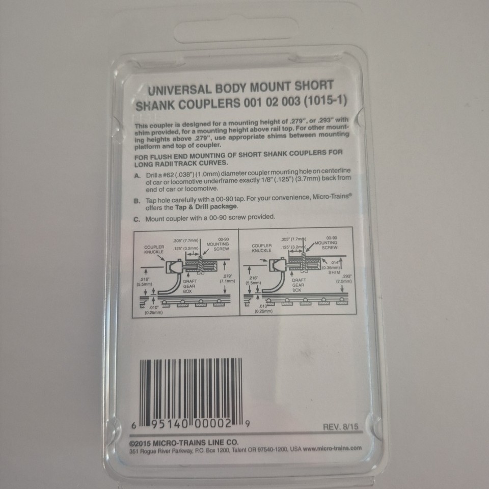 MICRO-TRAINS #001 02 003 UNIVERSAL BODY MOUNT SHORT SHANK COUPLERS | eBay