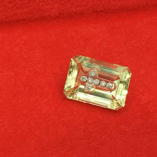 Rare octagon citrine and diamond in 18k white gold bezel setting | eBay