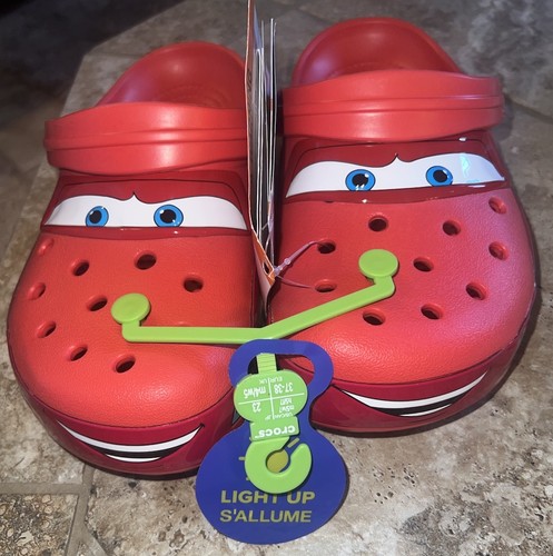 ⭐️Size 5M/7W Disney Pixar Lightning McQueen Light Up Crocs 205759-610 ...