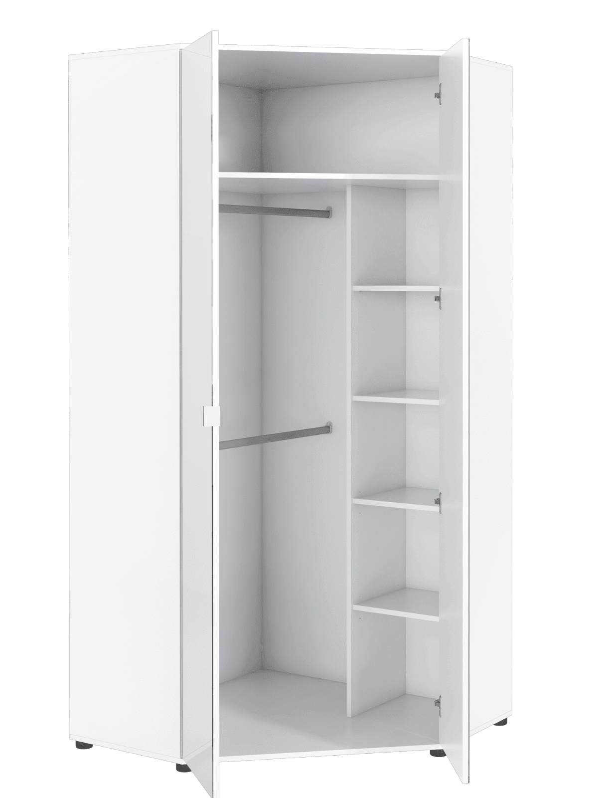 Cellini Alpine White And Mirrored 2 Door Corner Bedroom Wardrobe For ...