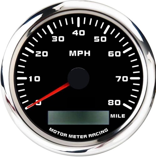 W PRO 85mm GPS Speedometer 80 MPH Waterproof | Black | Red Needle ...