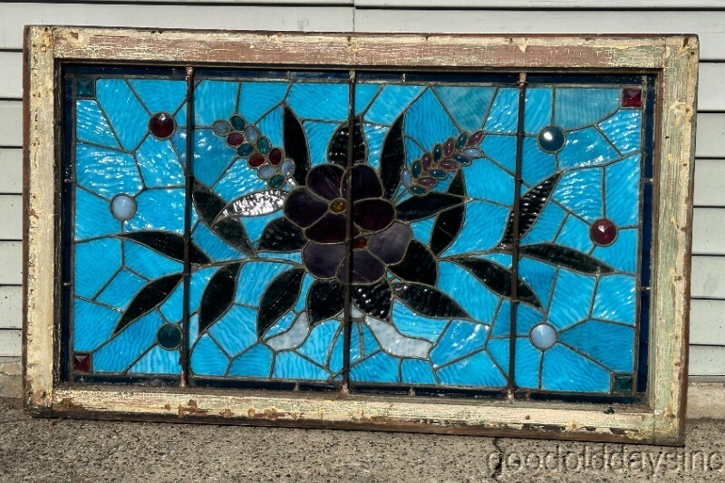 Beautiful Chicago Stained Leaded Glass Transom Window Blue Ripple Egg ...
