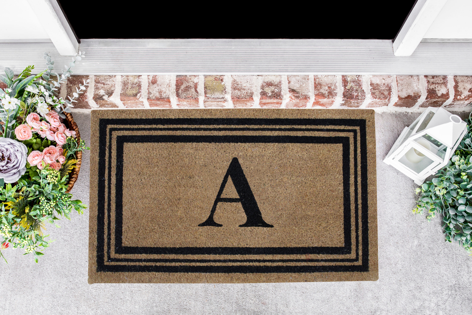Monogram Printed Coir Doormat Welcome Mat Outdoor Rug Durable Letter ...