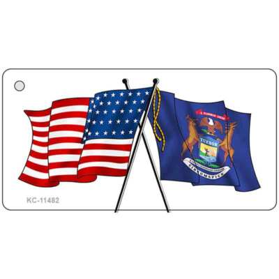 Michigan Crossed US Flag Novelty Metal Key Chain KC-11482 | eBay