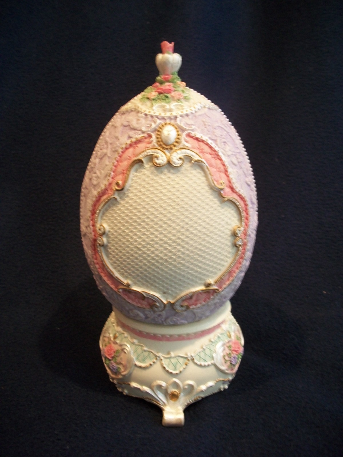 RESIN EGG SHAPED MUSIC BOX 2 ANGELS / CHERUB INSIDE music ''the ...