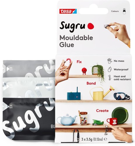 Sugru by Tesa Mouldable Glue Pack of 3 x 3.5g -New in Box Moldable Bond ...