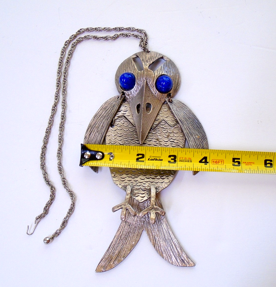 HUGE Silver Tone Articulated Crow Bird Necklace Pendant Kenneth J Lane ...