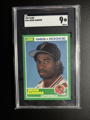 1989 Score Deion Sanders Rookie Card #246 SGC 9 Mint RC Falcons HOF NFL ...