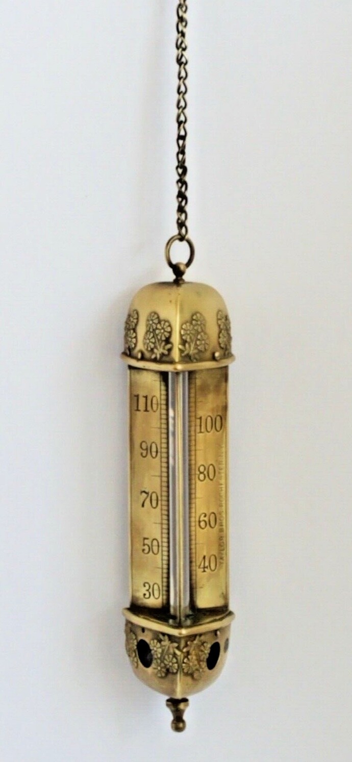 Antique Signed & Dated Taylor Bros. Brass Radial Scale Thermometer Jan ...